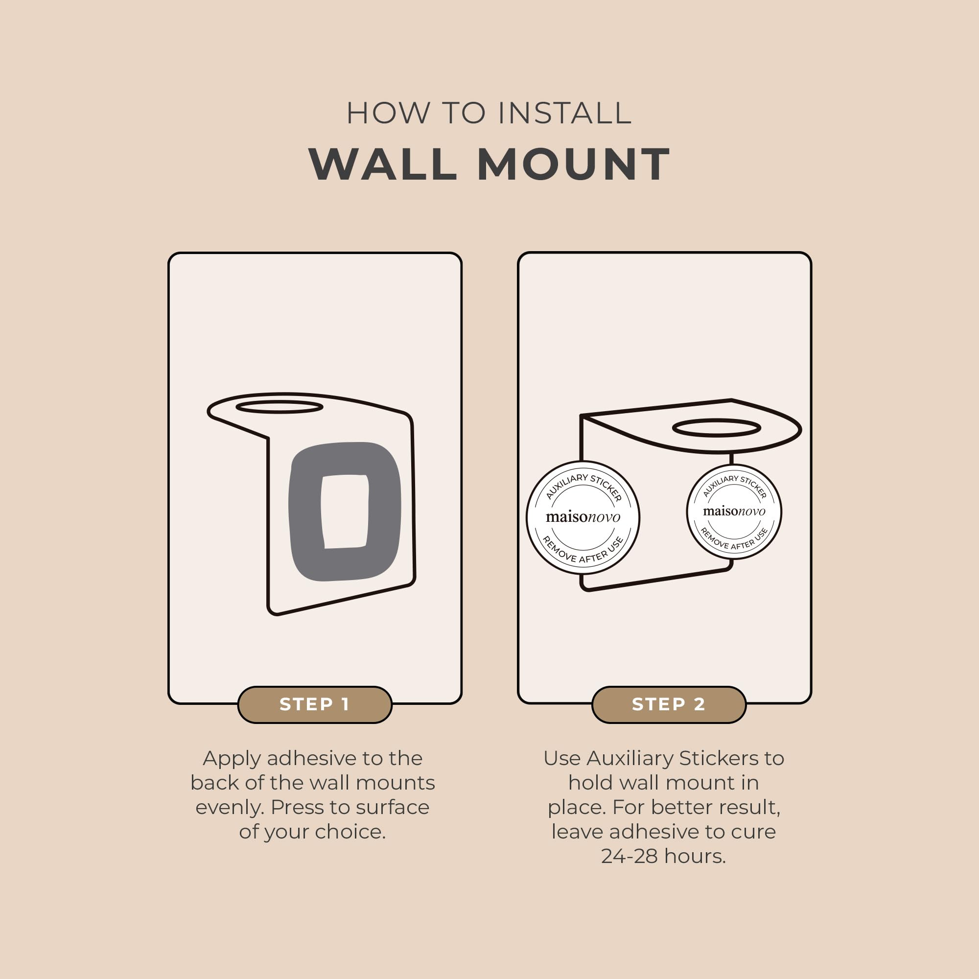 MaisoNovo Adhesive Soap & Shampoo Holder Set of 2 - Silver | Wall Mounted Dispenser Holder