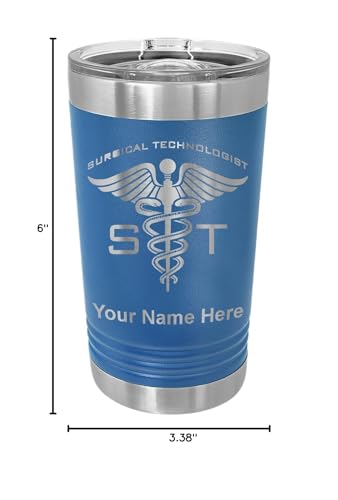 LaserGram 16oz Vacuum Insulated Pint Tumbler, ST Surgical Technologist, Personalized Engraving Included (Dark Blue)