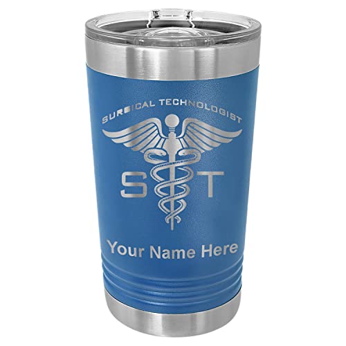 LaserGram 16oz Vacuum Insulated Pint Tumbler, ST Surgical Technologist, Personalized Engraving Included (Dark Blue)