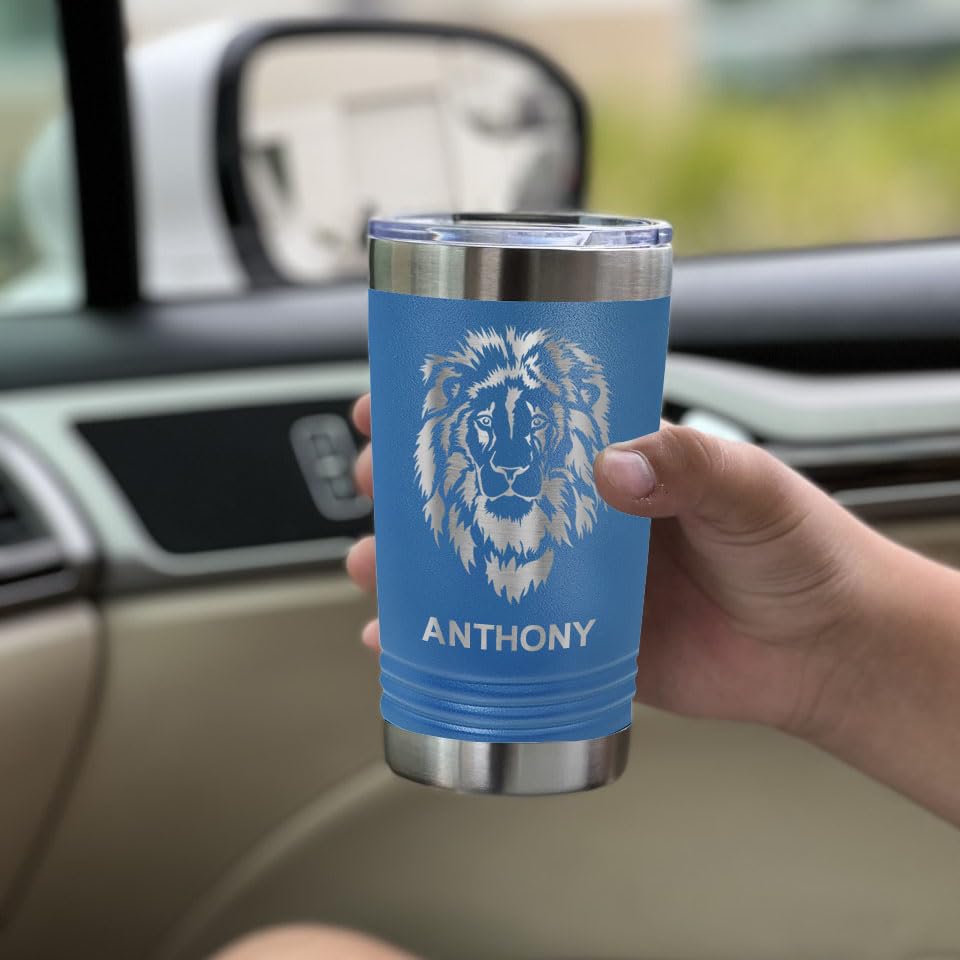 LaserGram 16oz Vacuum Insulated Pint Tumbler, Alien Head, Personalized Engraving Included (Dark Blue)