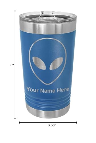 LaserGram 16oz Vacuum Insulated Pint Tumbler, Alien Head, Personalized Engraving Included (Dark Blue)