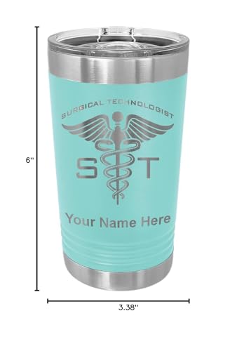 LaserGram 16oz Vacuum Insulated Pint Tumbler, ST Surgical Technologist, Personalized Engraving Included (Teal)