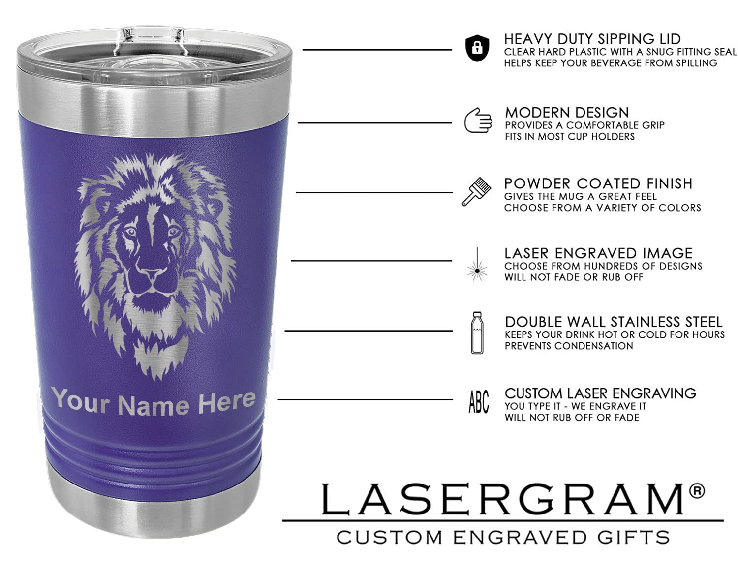 LaserGram 16oz Vacuum Insulated Pint Tumbler, ST Surgical Technologist, Personalized Engraving Included (Dark Purple)