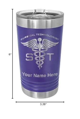 LaserGram 16oz Vacuum Insulated Pint Tumbler, ST Surgical Technologist, Personalized Engraving Included (Dark Purple)