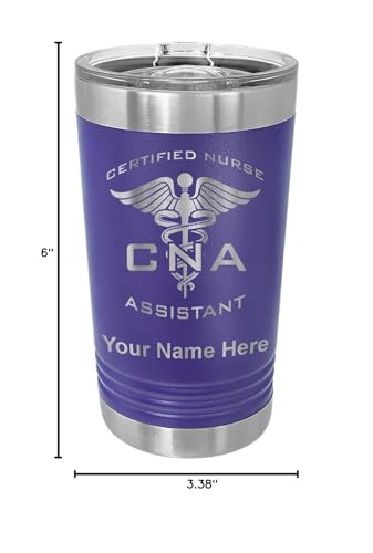 LaserGram 16oz Vacuum Insulated Pint Tumbler, CNA Certified Nurse Assistant, Personalized Engraving Included (Dark Purple)