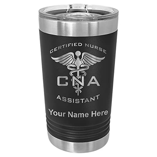 LaserGram 16oz Vacuum Insulated Pint Tumbler, CNA Certified Nurse Assistant, Personalized Engraving Included (Black)