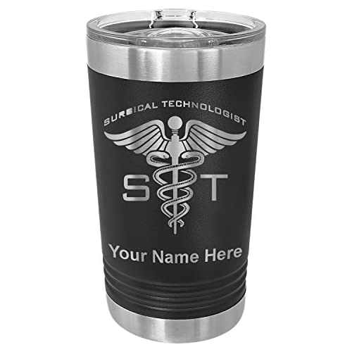 LaserGram 16oz Vacuum Insulated Pint Tumbler, ST Surgical Technologist, Personalized Engraving Included (Black)