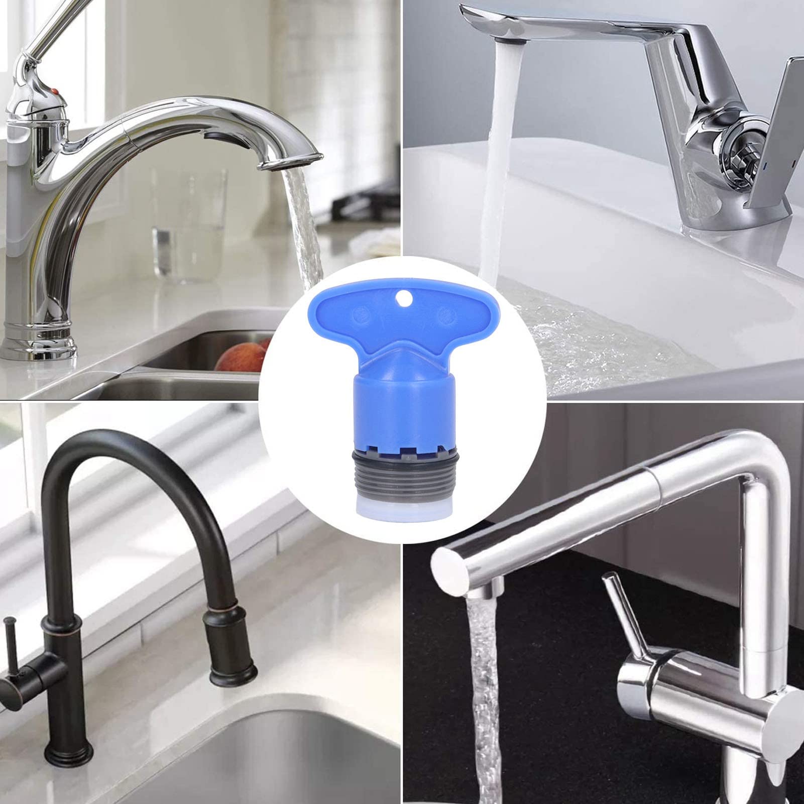 4Pcs .5mm Faucet Insert Filter Aerator Restrictor with Removal Wrench Water Saving Faucet Replacement Faucet Parts