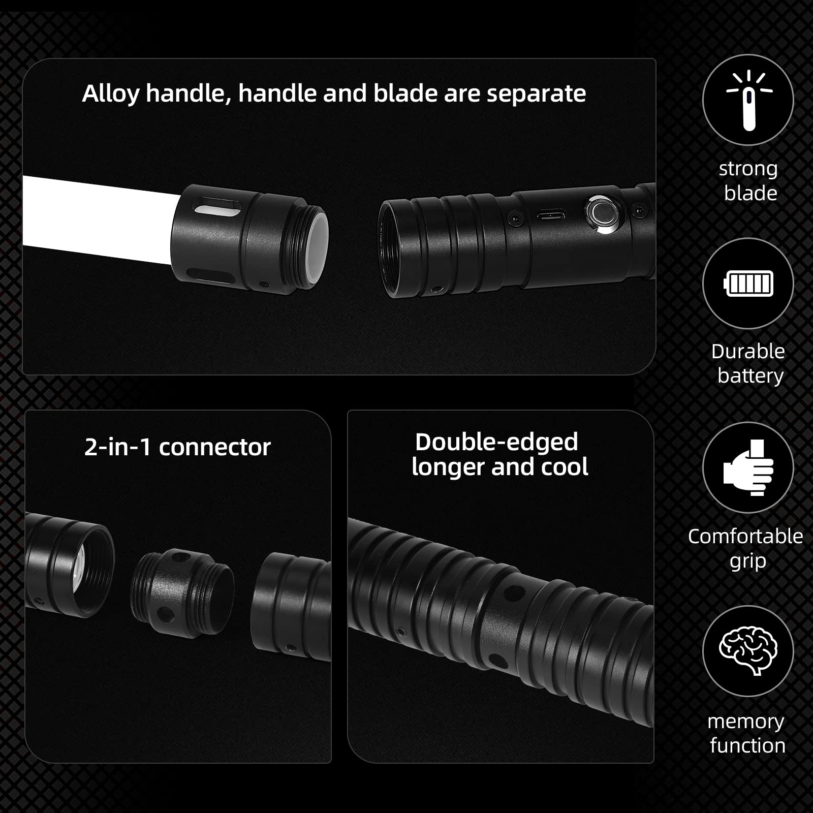 Oomyeh 2Pack FX Dueling Lightsaber Battle Sounds Metal Hilt Update 20 Colors Changeable 4 Modes 2 in 1 Light Sabers Perfect Christmas Halloween Present for Kids