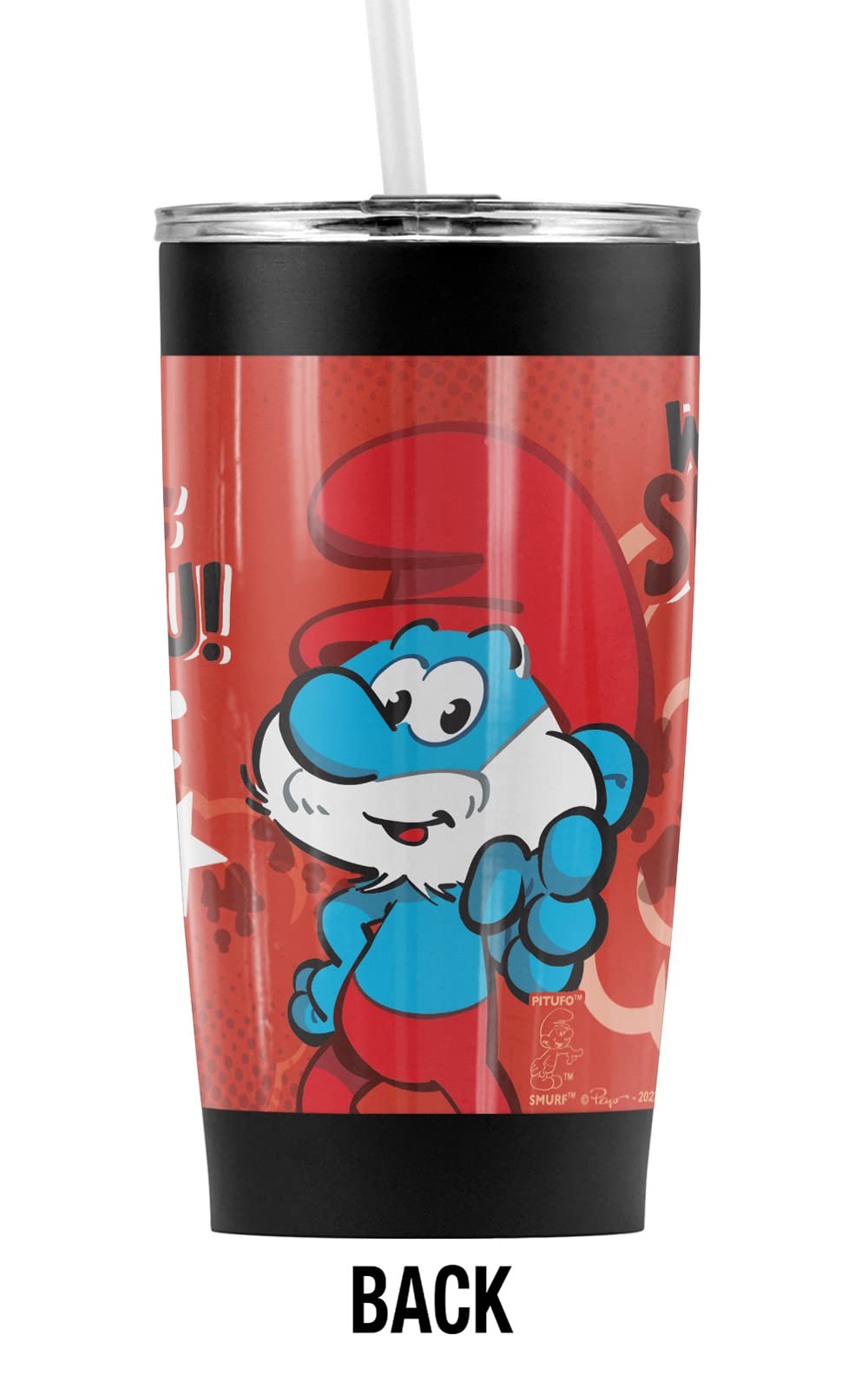 Logovision Papa Smurf Tumbler, Stainless Steel, 20 oz, Travel Mug, Vacuum Insulated & Double Wall with Leakproof Lid