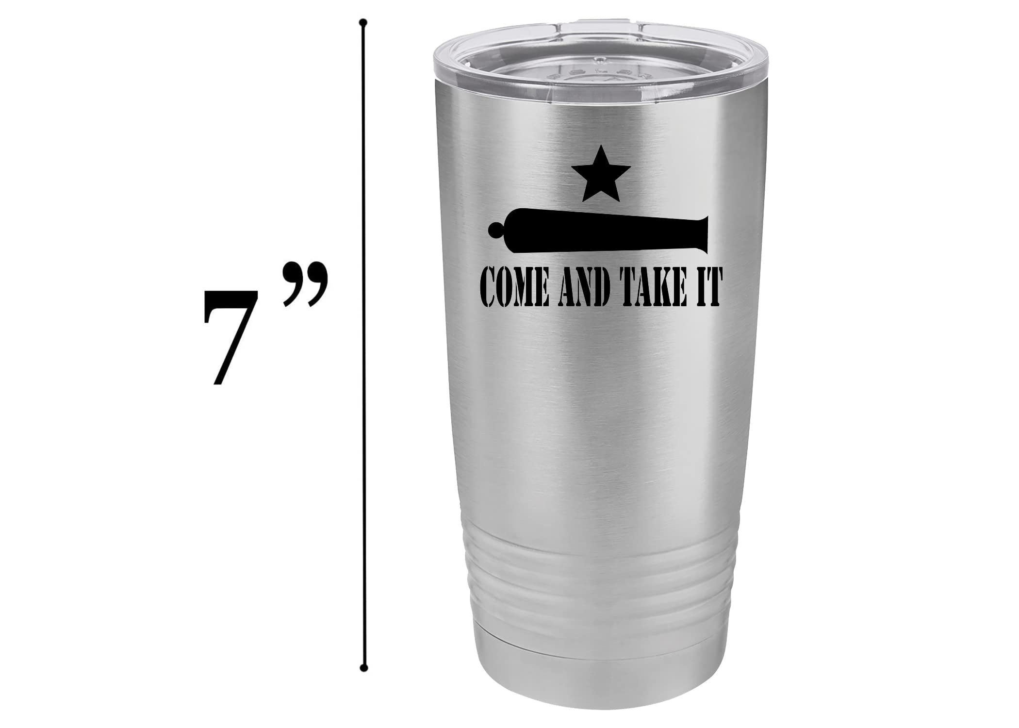 Rogue River Tactical Come and Take It Gonzales Texas Flag 20 Oz. Stainless Steel Travel Tumbler Mug Cup w/Lid Vacuum Insulated Hot or Cold