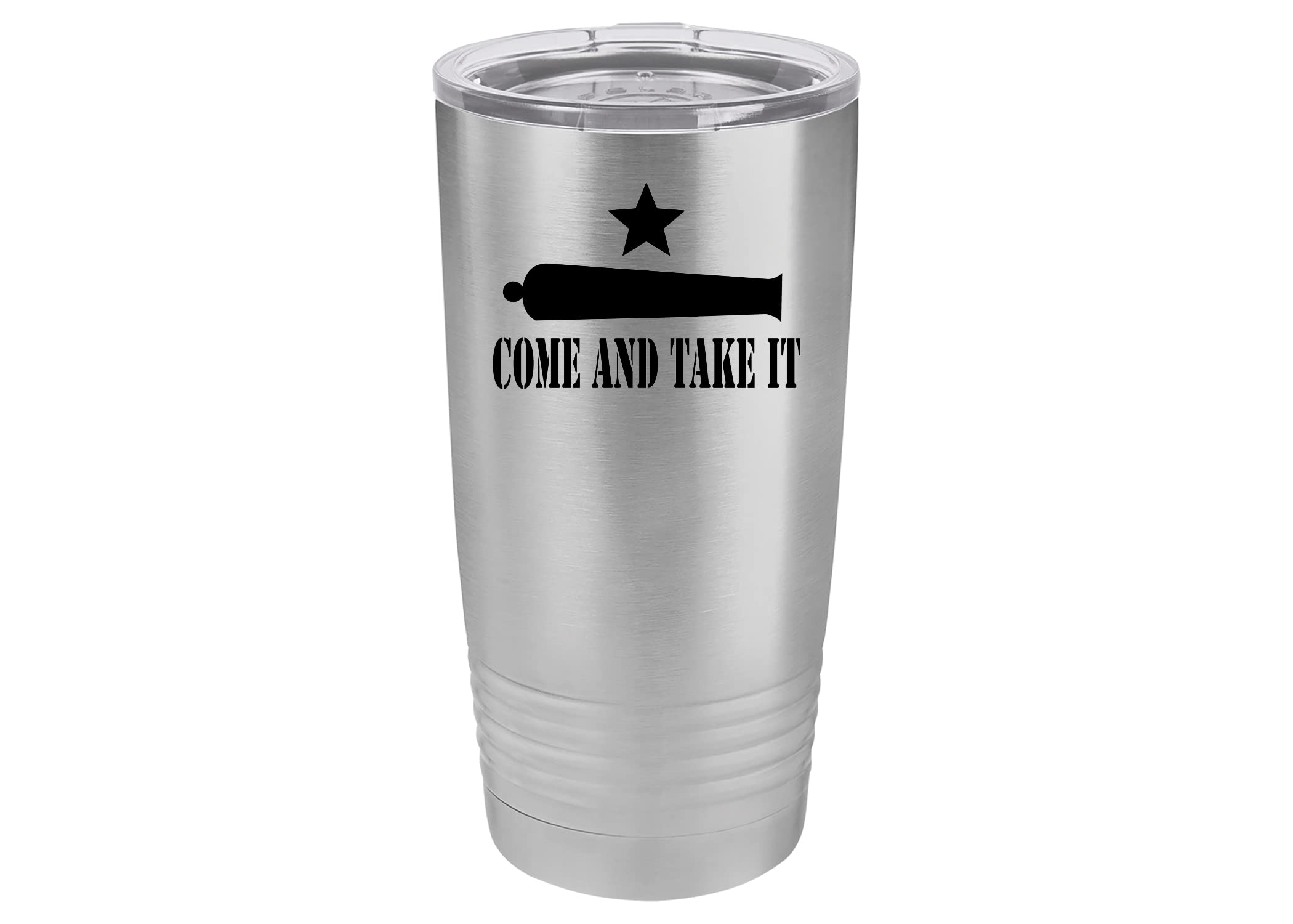Rogue River Tactical Come and Take It Gonzales Texas Flag 20 Oz. Stainless Steel Travel Tumbler Mug Cup w/Lid Vacuum Insulated Hot or Cold