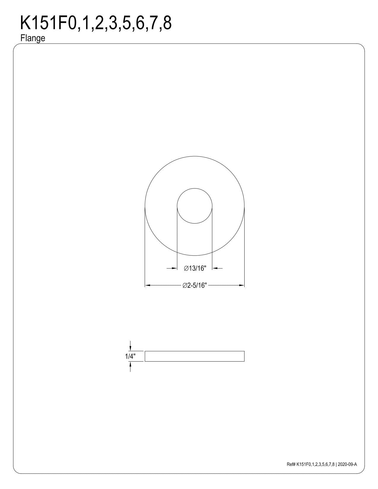 Kingston Brass K151F6 Showerscape Brass Flange, Polished Nickel 2.31 x 2.31 x 0.25