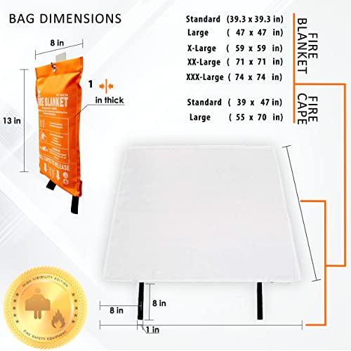 Supa Ant Fire Cape Fireproof Blanket - CE Certified Emergency Blanket for Safety and Survival 1500F (Large)