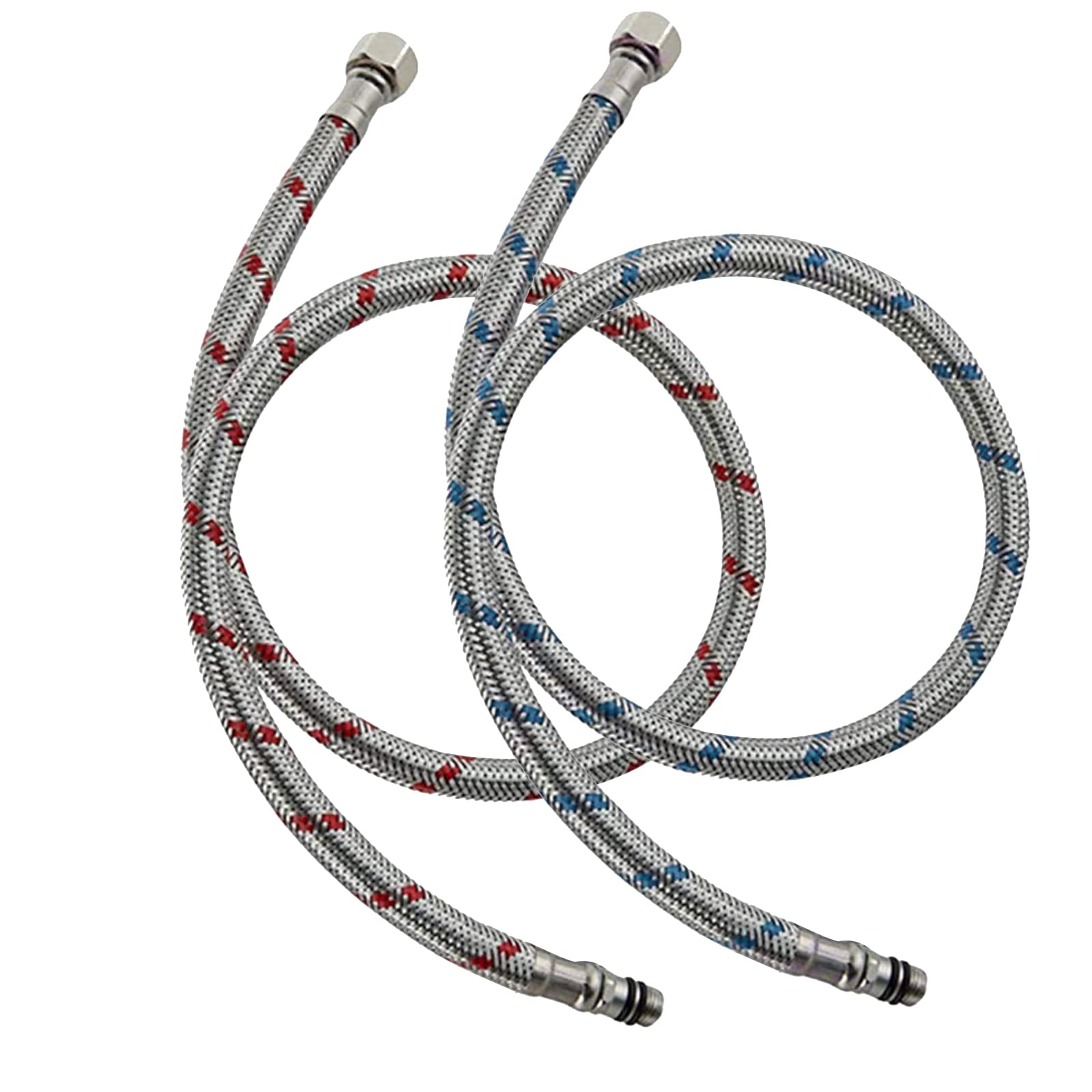 Hoimpro 24-Inch Long Bathroom Kitchen Faucet Connector Braided Stainless Steel Supply Hose,cUPC Hose 1 pair 3/8-Inch Female Compression Thread x M10 Male Connector, x 2 Pcs