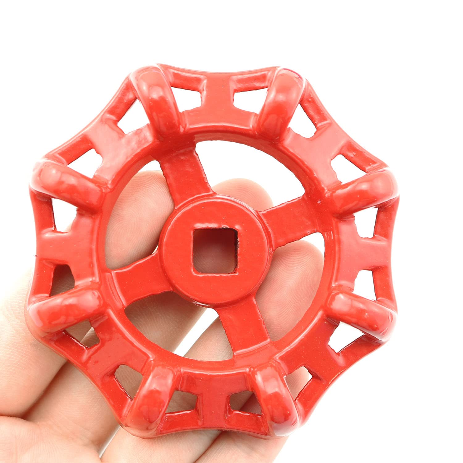 PZRT Cast Iron Outside Faucet Round Wheel Handle, Hose Bib Water Spigot 8x8mm, Red