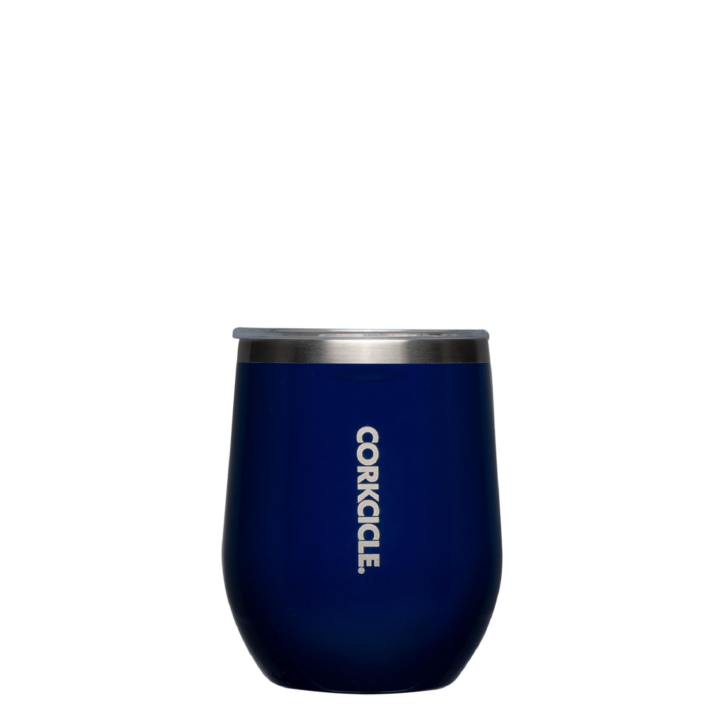 Corkcicle Stemless Insulated Wine Glass Tumbler, Gloss Midnight Blue, 12 oz – Stainless Steel Stemless Wine Glass Keeps Beverages Cold for 6 Hours, Hot for 3 Hours – Non-Slip, Easy-Grip Insulated Cup