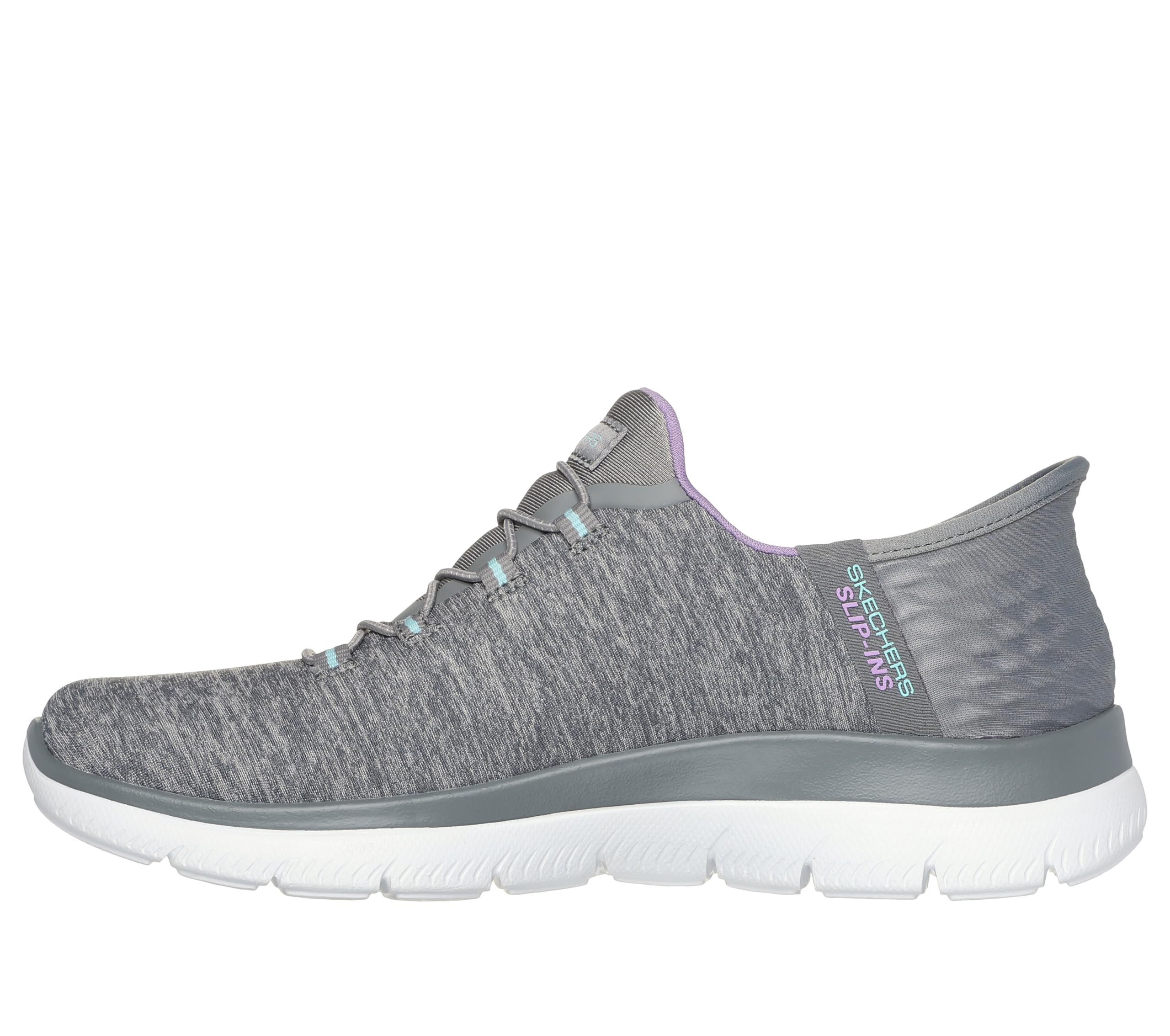 Skechers Women's Hands Free Slip Ins Summits Dazzling Haze Sneaker, Grey Mint, 8