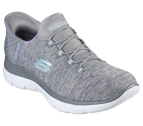 Skechers Women's Hands Free Slip Ins Summits Dazzling Haze Sneaker, Grey Mint, 8