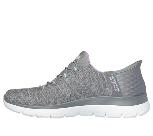 Skechers Women's Hands Free Slip Ins Summits Dazzling Haze Sneaker, Grey Mint, 8