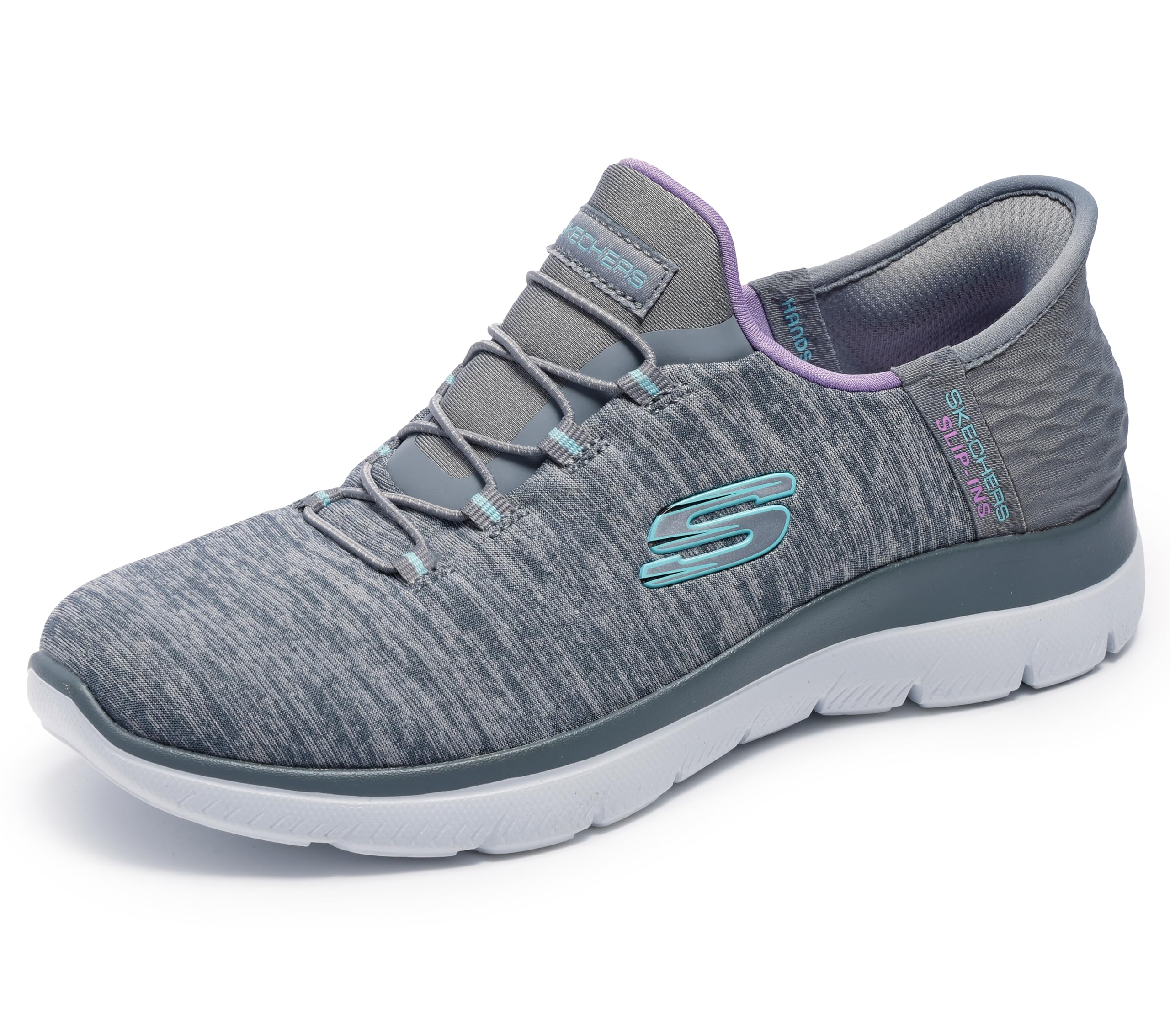 Skechers Women's Hands Free Slip Ins Summits Dazzling Haze Sneaker, Grey Mint, 8