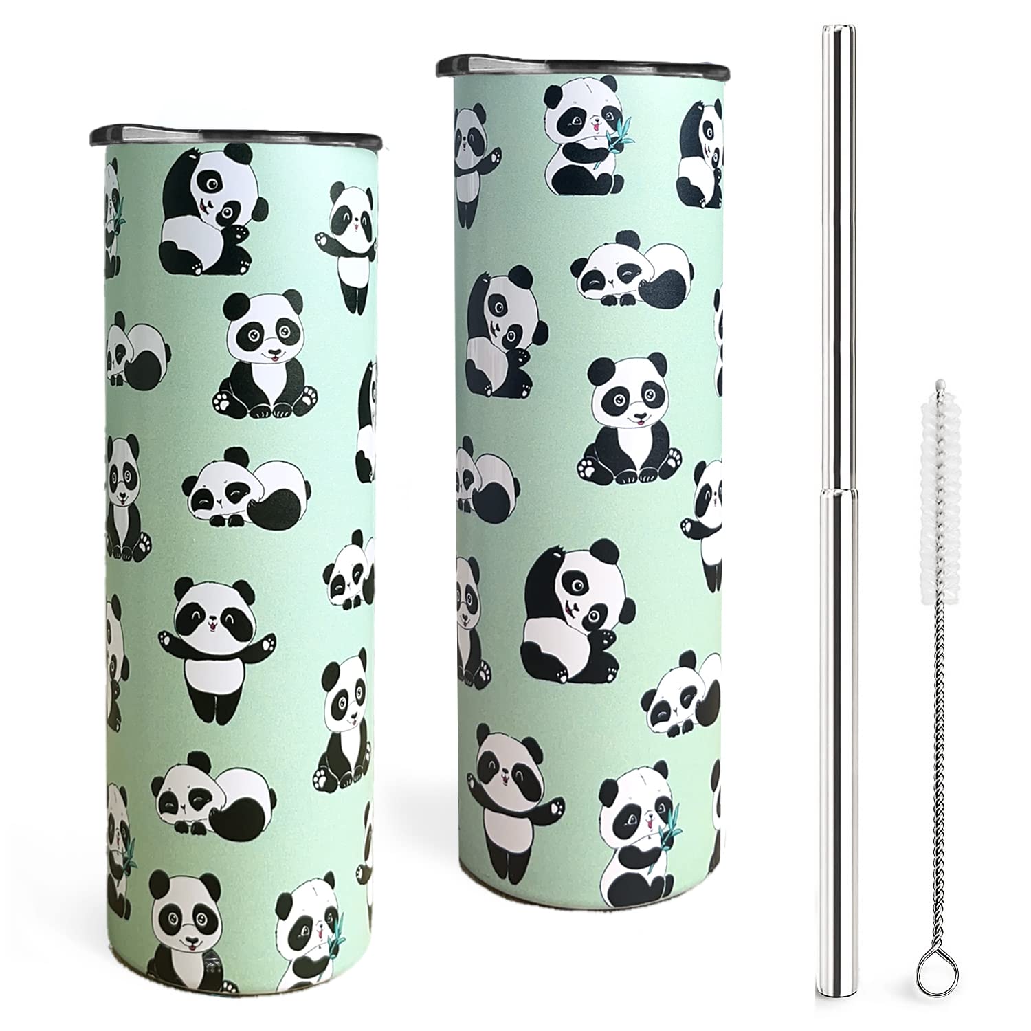 Ceovfoi Panda Gifts for Women Mug Cute Tumbler with Lid and Straw Coffee Cup Stuff Decor Kung Fu