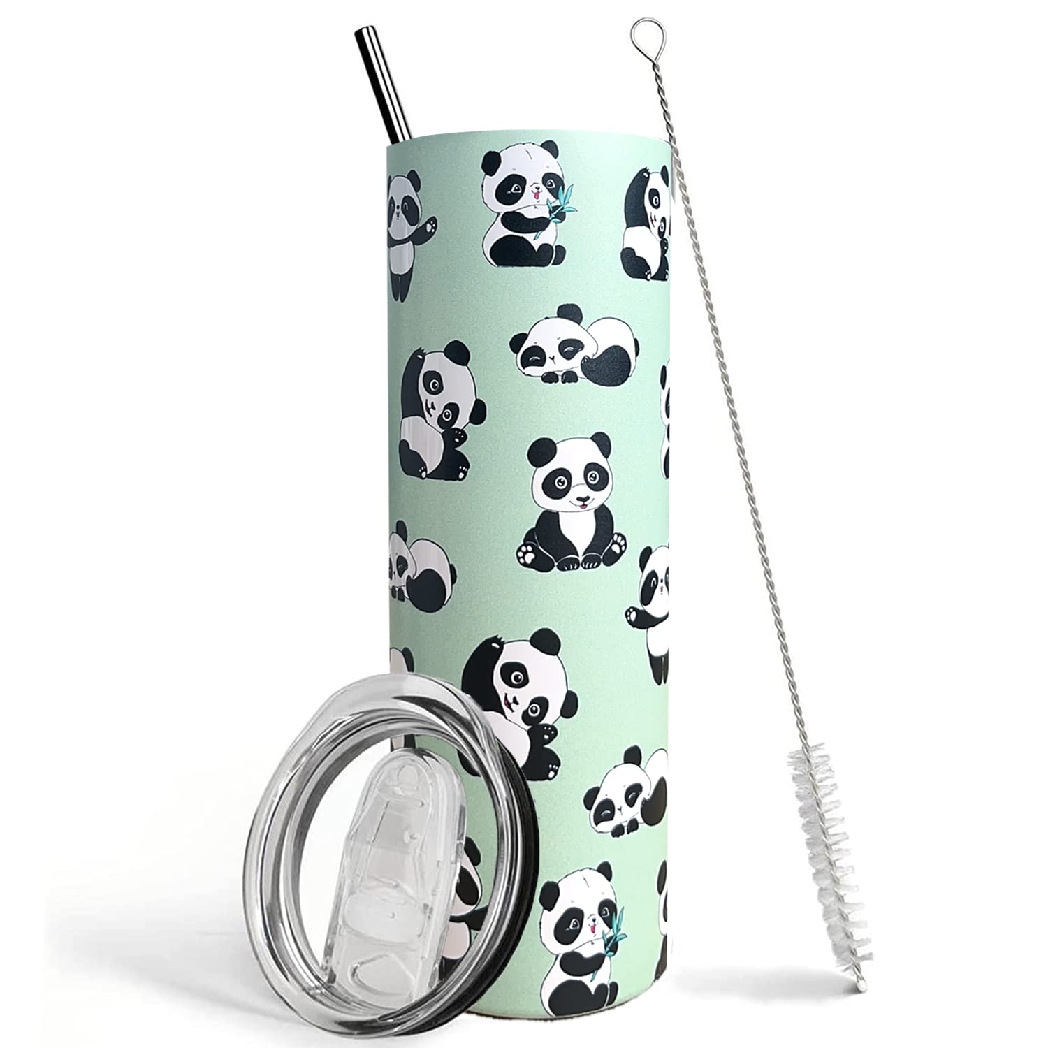 Ceovfoi Panda Gifts for Women Mug Cute Tumbler with Lid and Straw Coffee Cup Stuff Decor Kung Fu