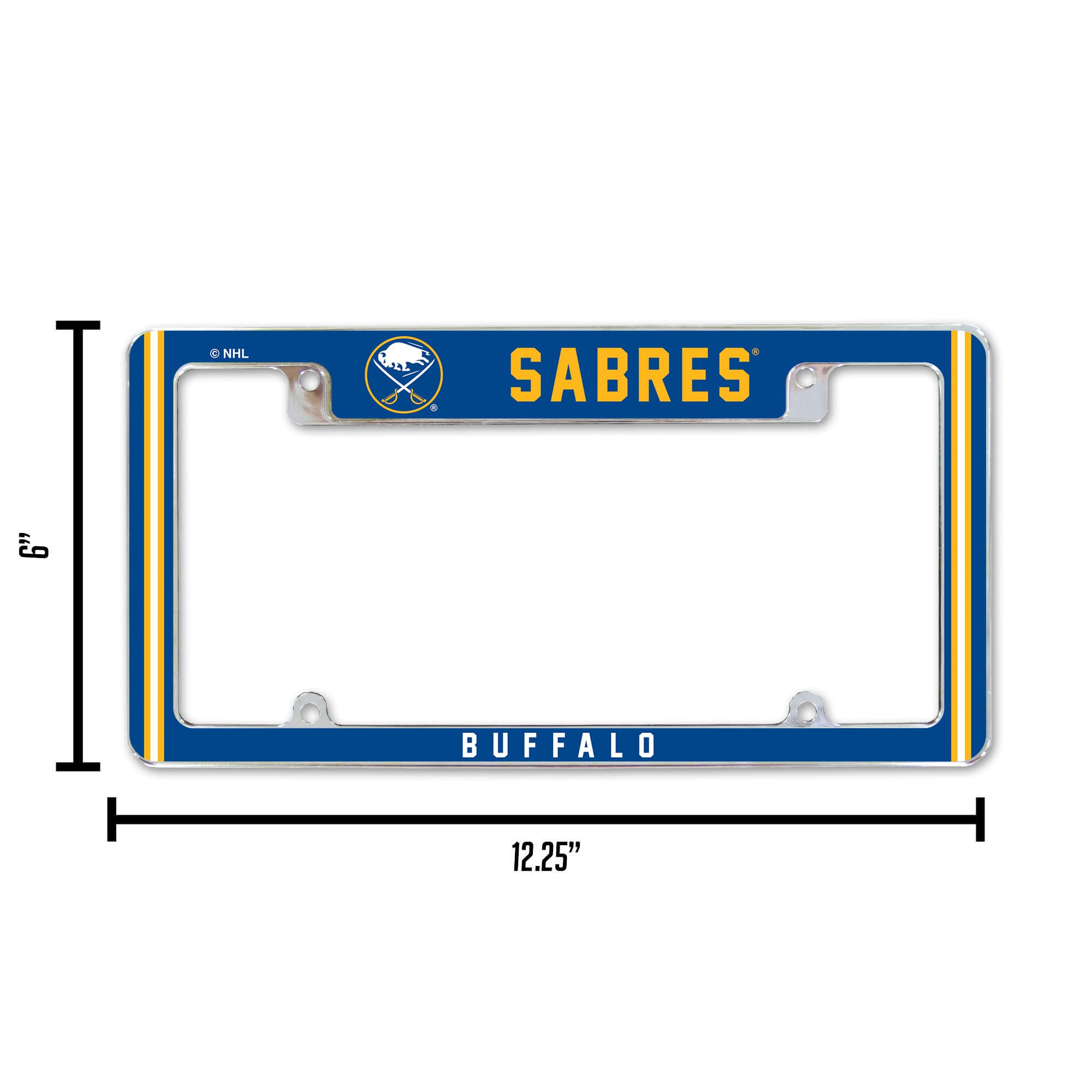 Rico Industries NHL Buffalo Sabres Classic 12" x 6" Chrome All Over Automotive License Plate Frame for Car/Truck/SUV