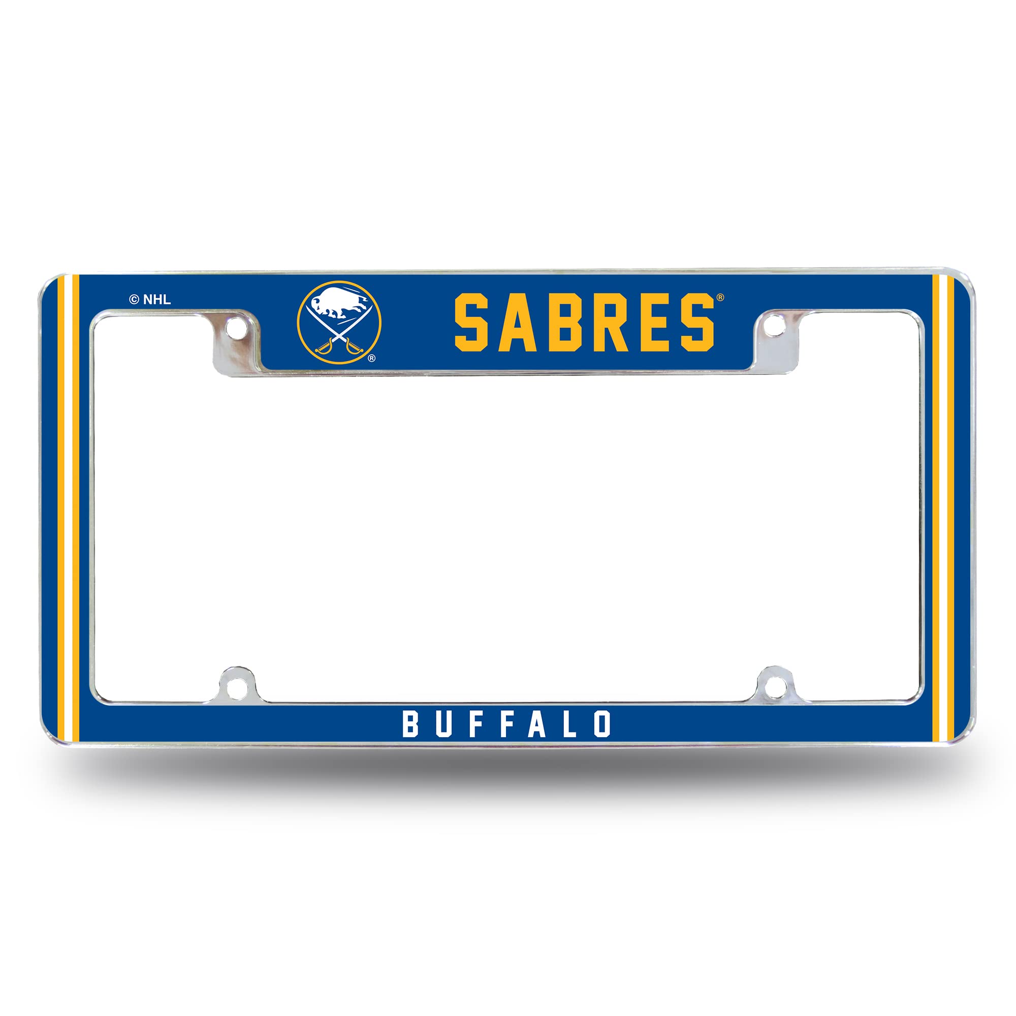 Rico Industries NHL Buffalo Sabres Classic 12" x 6" Chrome All Over Automotive License Plate Frame for Car/Truck/SUV