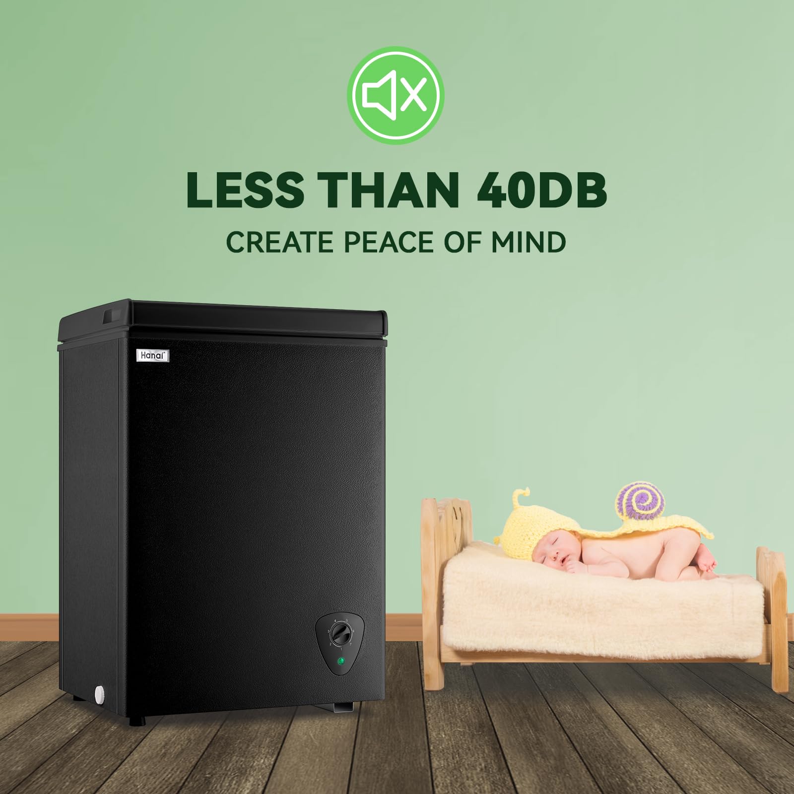 Chest Freezer Small Deep Freezer Black 3.5 Cu.Ft Free-Standing Top Door Freezer Adjustable 7 Thermostat and Removable Basket Open Garage Basement Apartment Kitchen Business