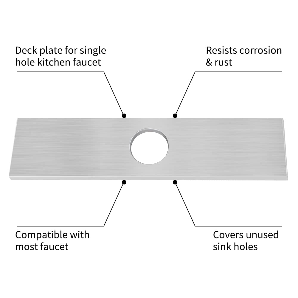 TNROTED Silver Square Faucet Deck Plate, 10 Inch Stainless Steel Kitchen Sink Cover Plate for 1 or 3 Hole Bathroom or Vanity Sink, Covering Unused Mounting Holes