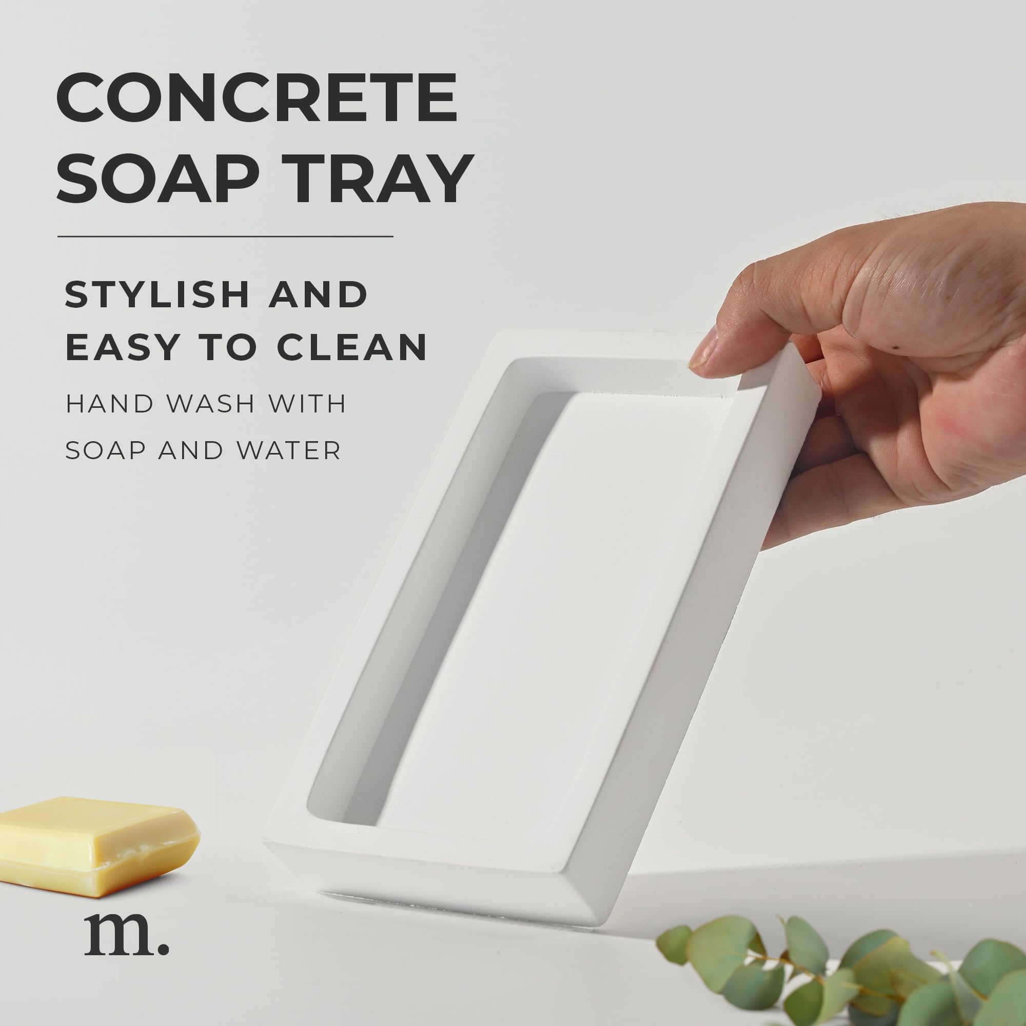 MaisoNovo Concrete Tray | White-Sink Tray for Bathroom CounterTop | Soap Dispenser Tray | Bathroom Trays for Counter | Soap Tray for Kitchen