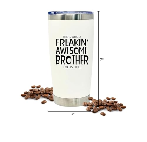 Funny Gift for Brother - Awesome Tumbler Coffee Mug - Great Travel Cup for Brothers From Sisters, Christmas Birthday Presents