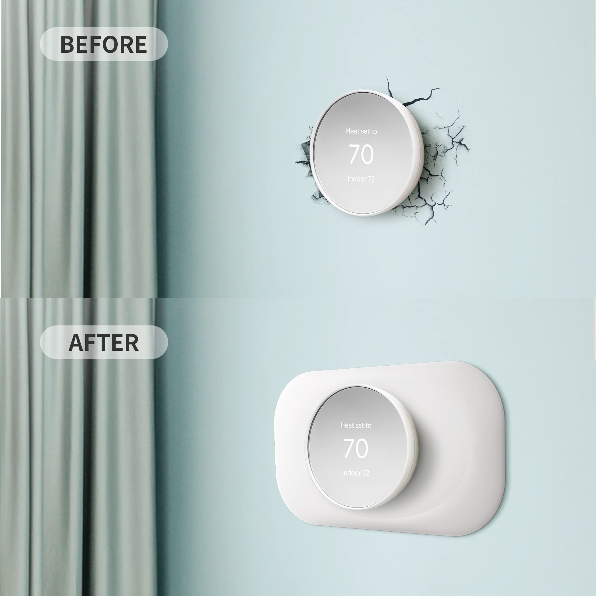 Petrichor Wall Plate Cover - Compatible with Google Nest Thermostat Accessory 2020 - Trim Kit, Easy Installation - Snow