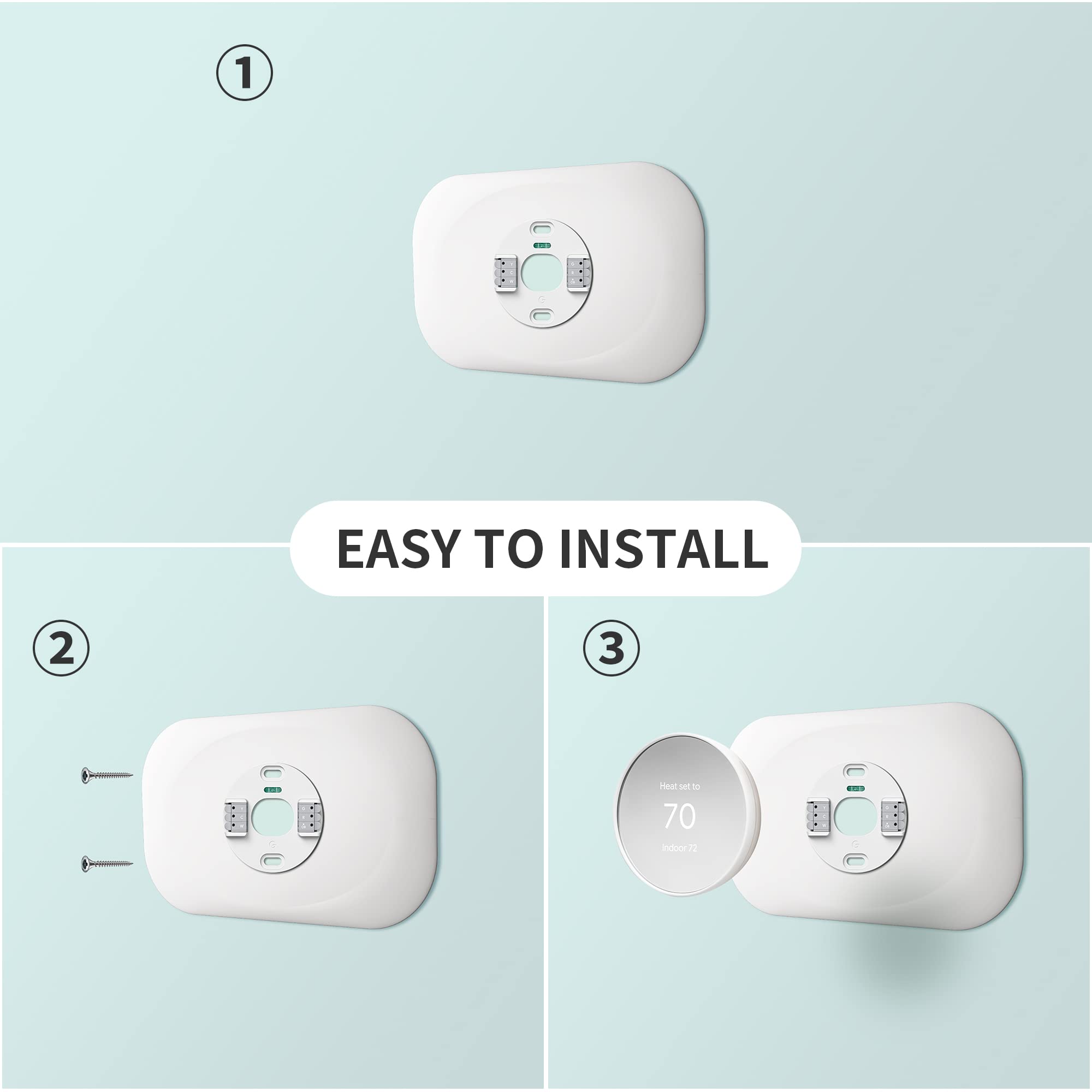 Petrichor Wall Plate Cover - Compatible with Google Nest Thermostat Accessory 2020 - Trim Kit, Easy Installation - Snow