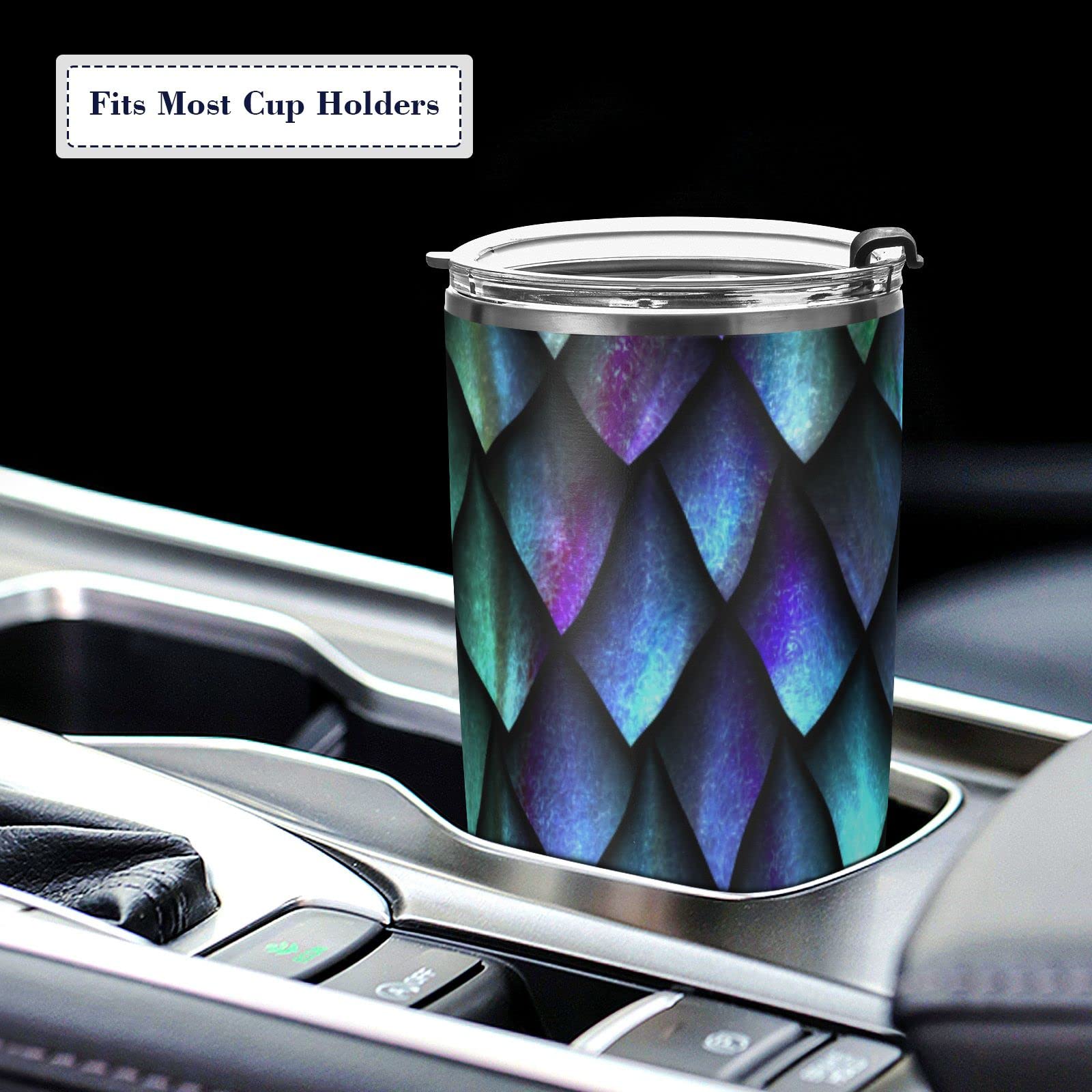 Yasala Tumbler Dragon Scales Bright Insulated Office Coffee Cup Back to School Beverage Container Travel Mug with Straw and Lid Double Wall Stainless Steel 20oz