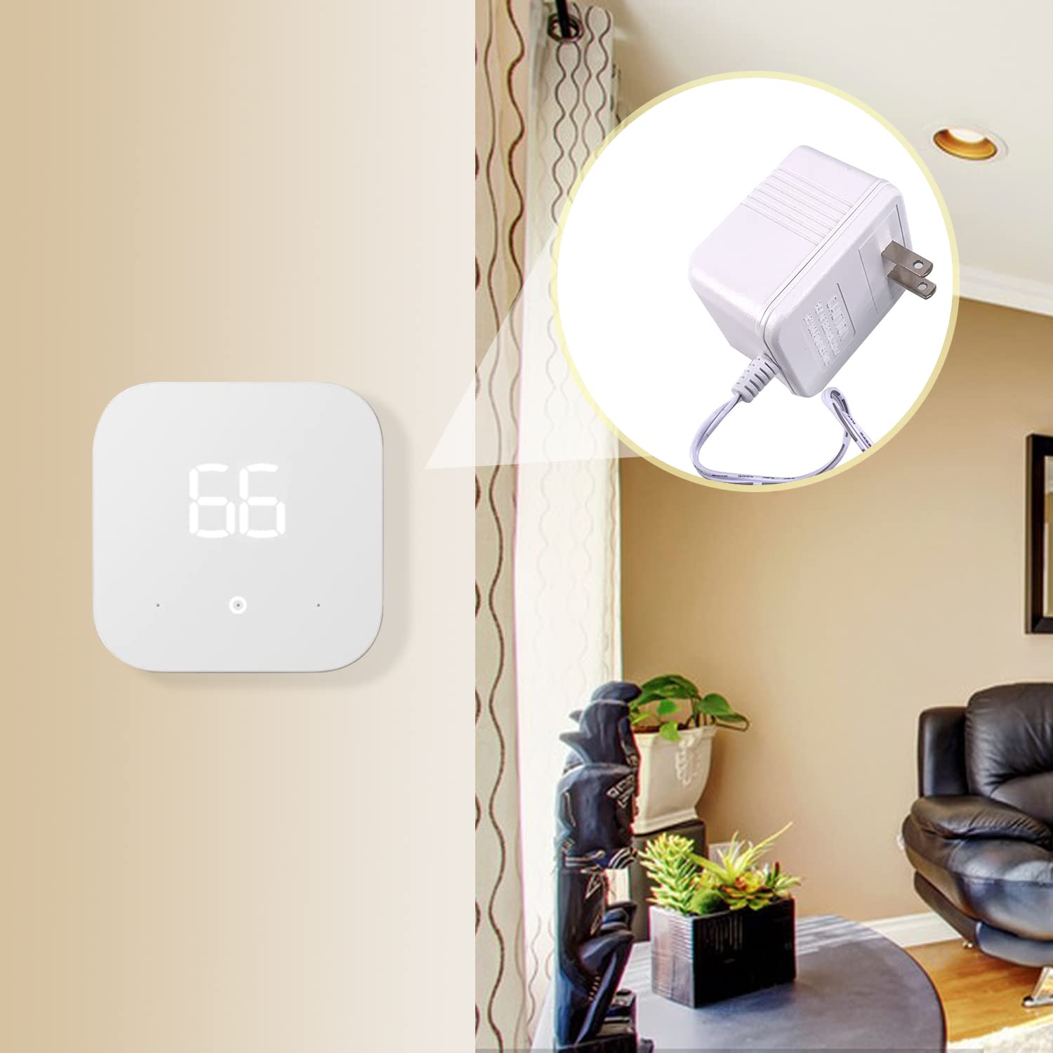 24V Doorbell Transformer Adapter Compatible with Nest Honeywell Ecobee Sensis All Versions of Ring Video Doorbells Thermostats Power Supply Adapter (26FT White, 12.0, Watts)