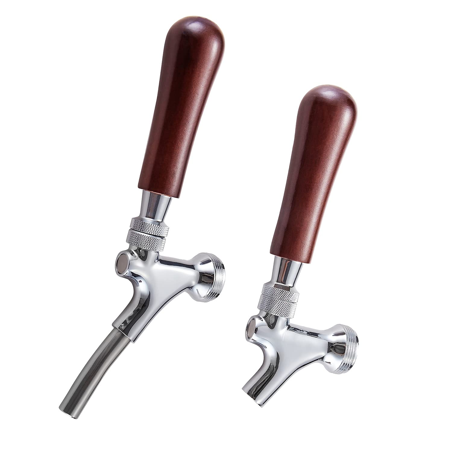 LitKiwi 4Pcs Beer Tap Handle,Premium Wooden Faucet Rustic Black & Brown Classical Style Handle,3/8''-16 Thread for Most Standard American Draft Beer Faucet,Homebrew,Kegerators and Bars