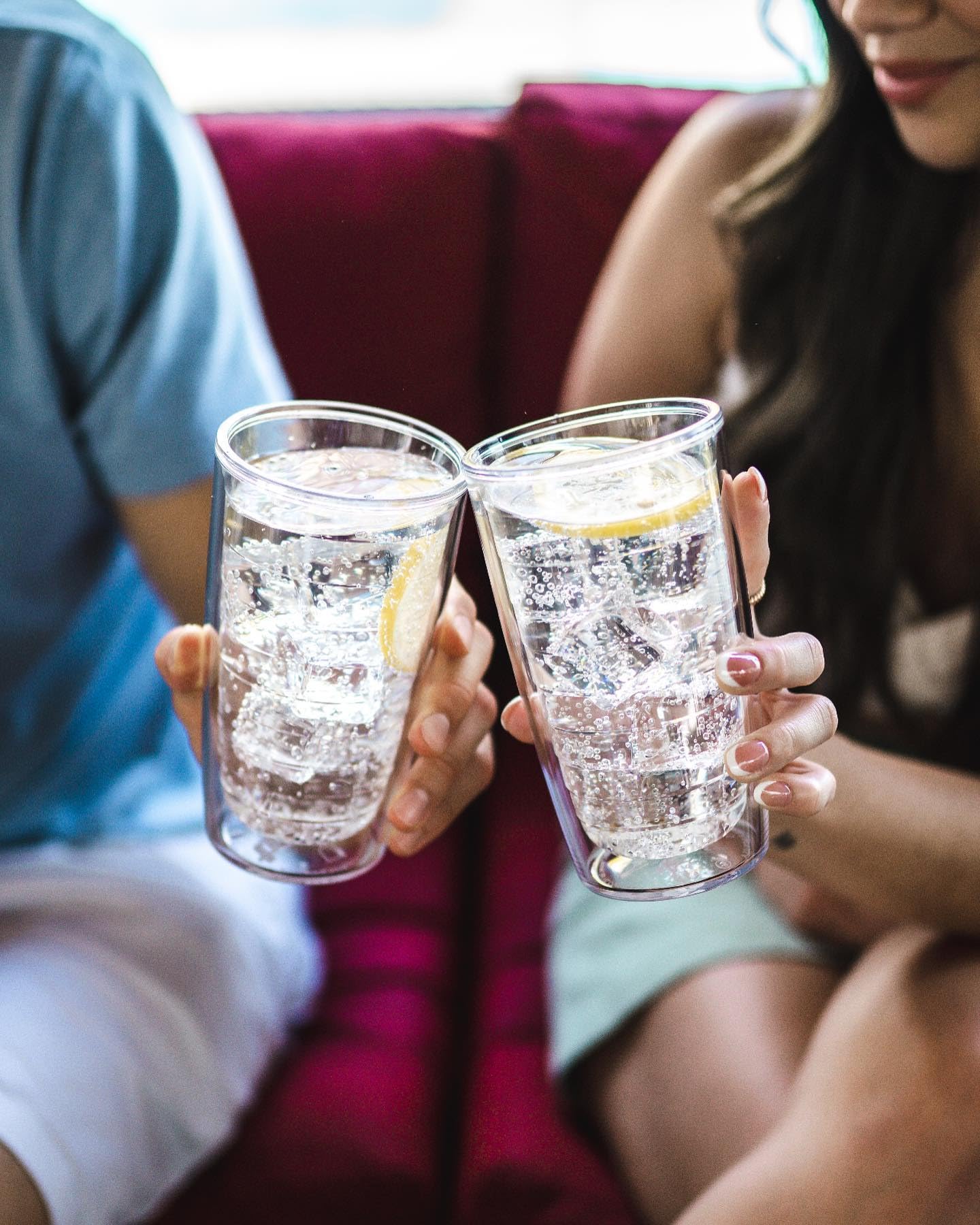 Tervis Clear & Colorful Tabletop Made in USA Double Walled Insulated Tumbler Travel Cup Keeps Drinks Cold & Hot, 16oz - 4pk, River Rock