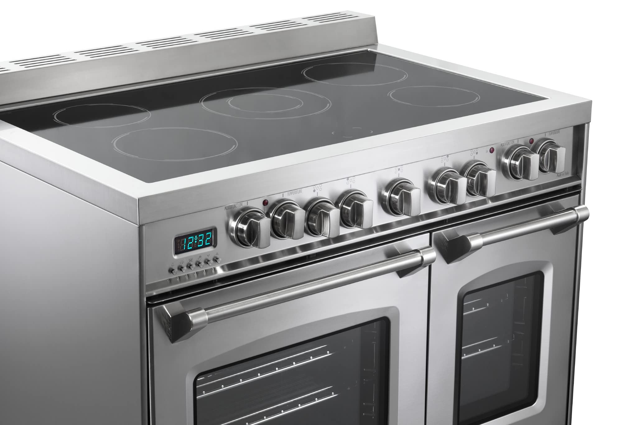 Verona Prestige Series VPFSEE365DSS 36 Inch All Electric Freestanding Range Double Oven Convection, 5 Burners Dual Center Element Chrome Knobs and Handle Stainless Steel