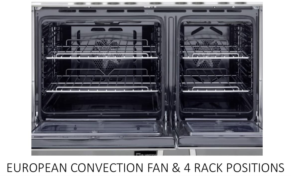Verona Prestige Series VPFSEE365DSS 36 Inch All Electric Freestanding Range Double Oven Convection, 5 Burners Dual Center Element Chrome Knobs and Handle Stainless Steel