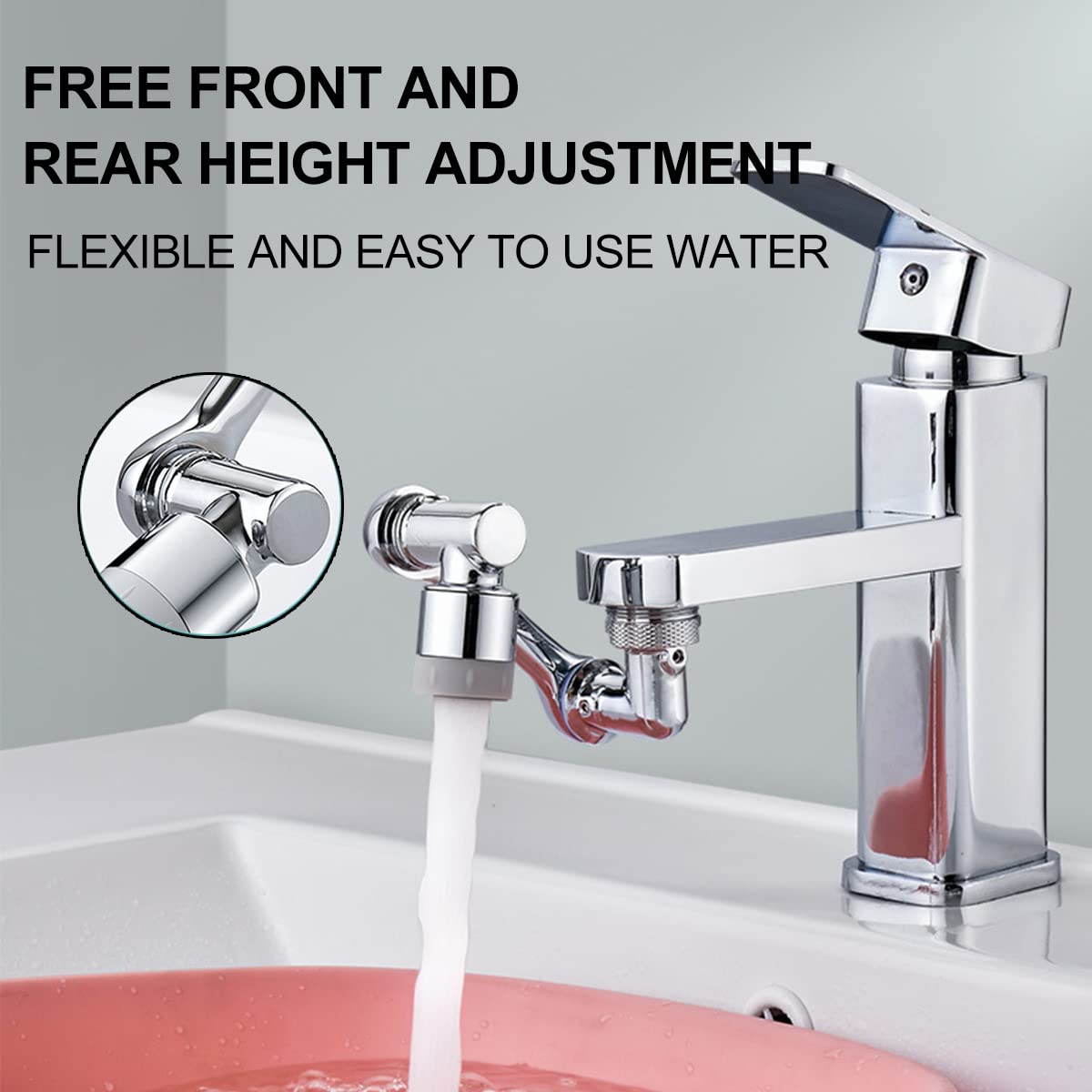 1080° Swivel Faucet Extender Sink Aerator, Splash Water Filter Extension, Kitchen Bathroom 360° Rotatable Spray Attachment, Universal Robotic Arm -Wash Hand/Hair/Face