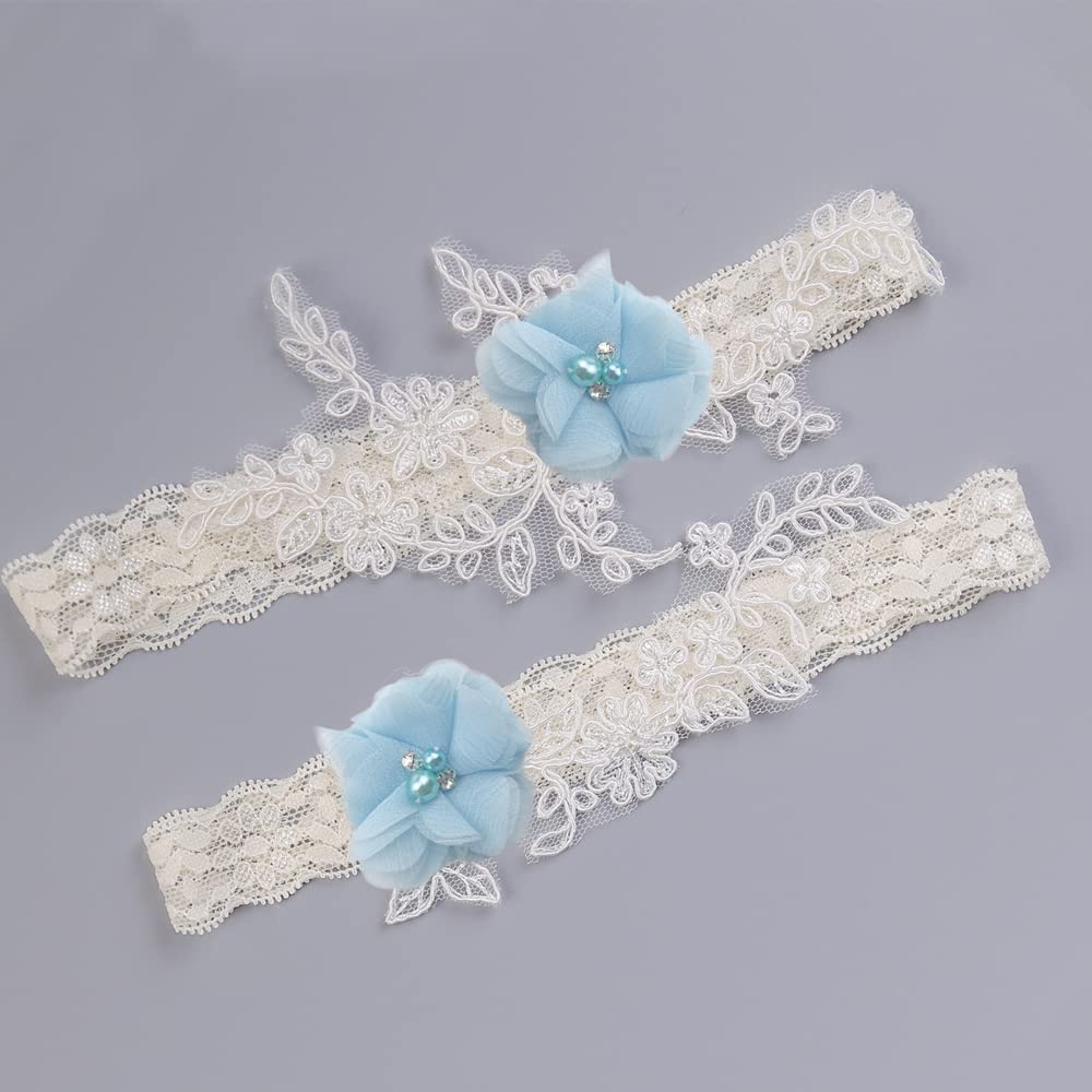 30 PCS Rhinestone Pearl Blue Chiffon Flower Sewing Fabric Appliques for Clothing, Headbands Flower, Crafts, Party Decoration, Sewing Applique