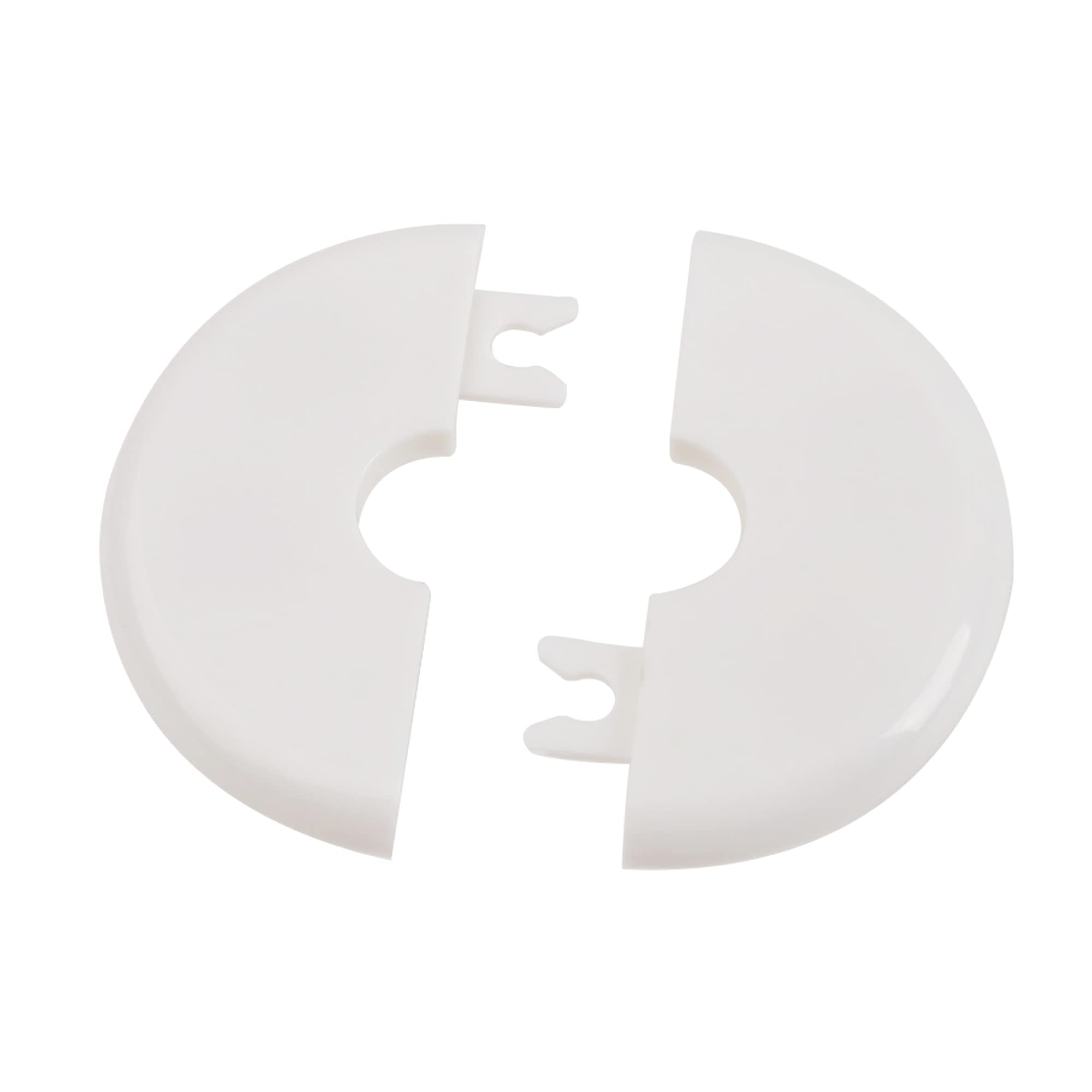 Rrina 4Pcs 0.67in/17mm White Plastic Wall Split Flange Round Escutcheon Plate Cover