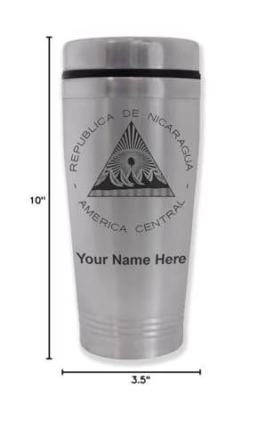 LaserGram 16oz Commuter Mug, Flag of Nicaragua, Personalized Engraving Included