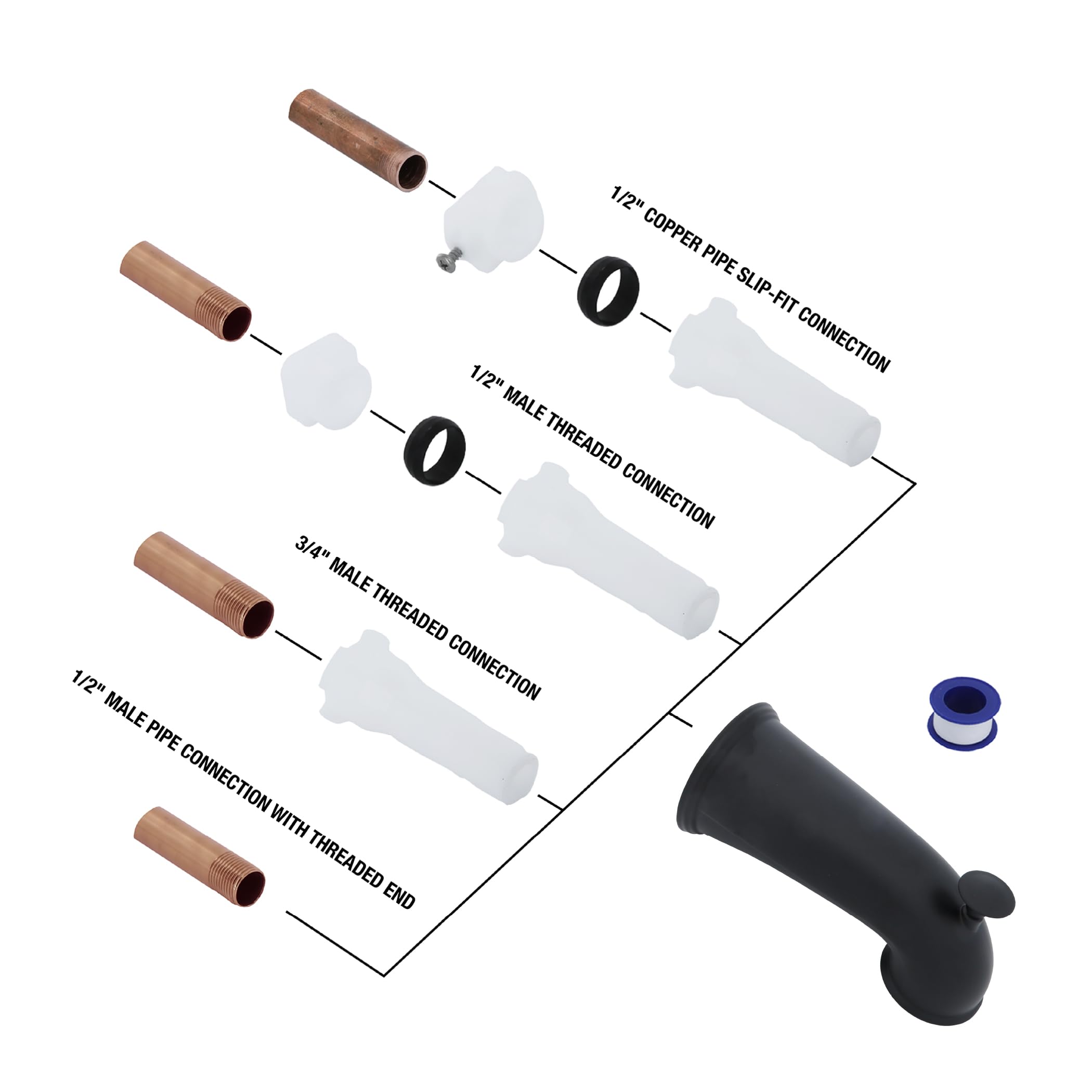 Danco 11080 Tub Spout, No Size, Matte Black