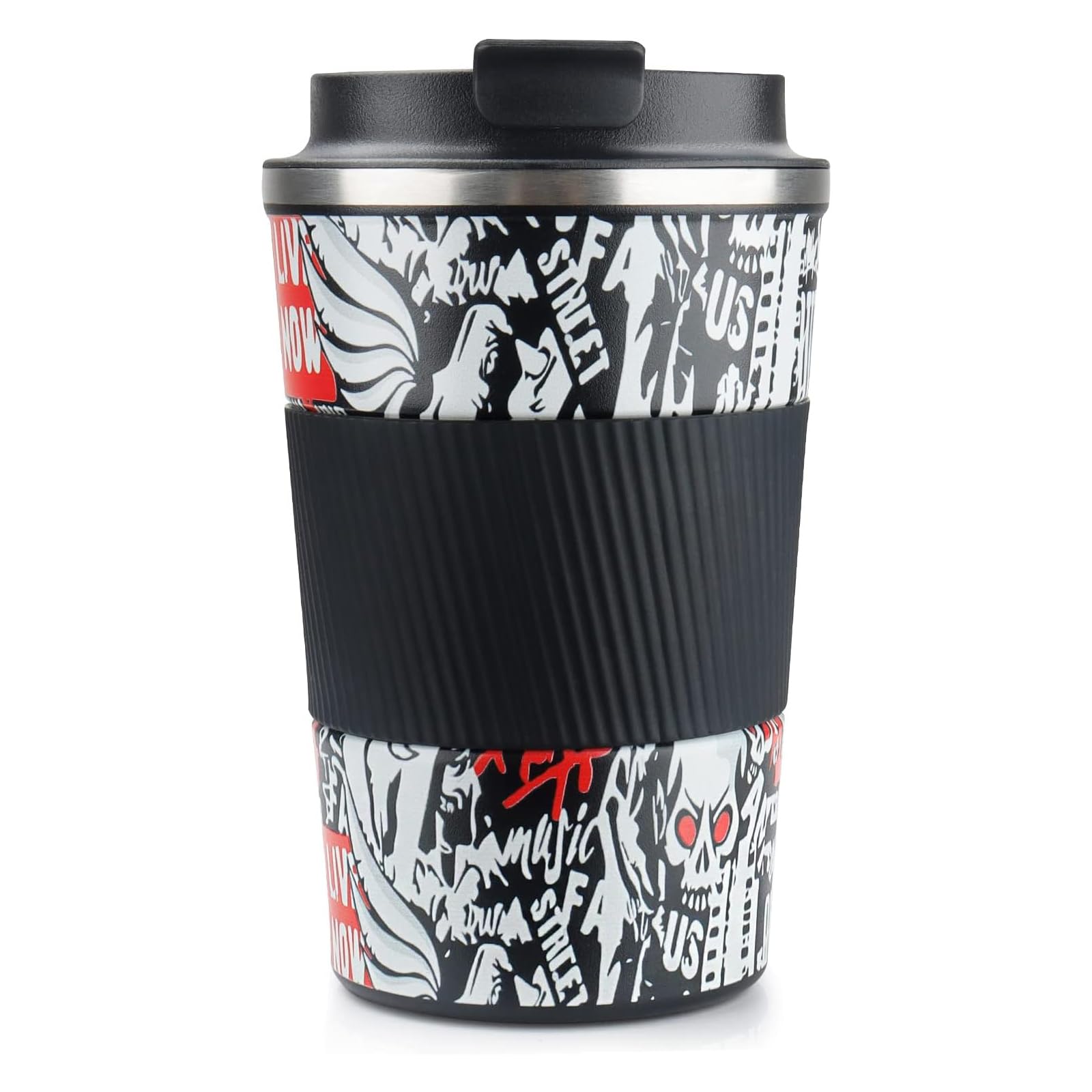 CS COSDDI 12 oz Stainless Steel Vacuum Insulated Tumbler - Coffee Travel Mug Spill Proof with Lid - Coffee Cups for Keep Hot/Ice Coffee,Tea and Beer (Black 3rd)