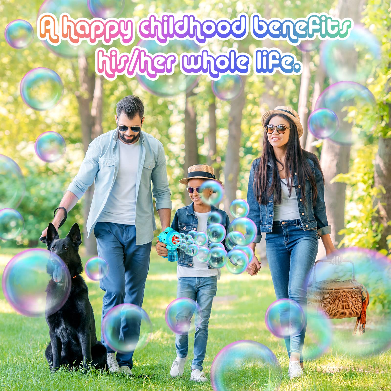 2 Bubble Gun with Bubble Liquid, Bubble Machine for Toddlers with 360-Degree Leak-Proof Design, Ergonomic Grip, Automatic Bubble Guns for Kids, Party Favors, Birthday Gift, Easter (2 Pack)