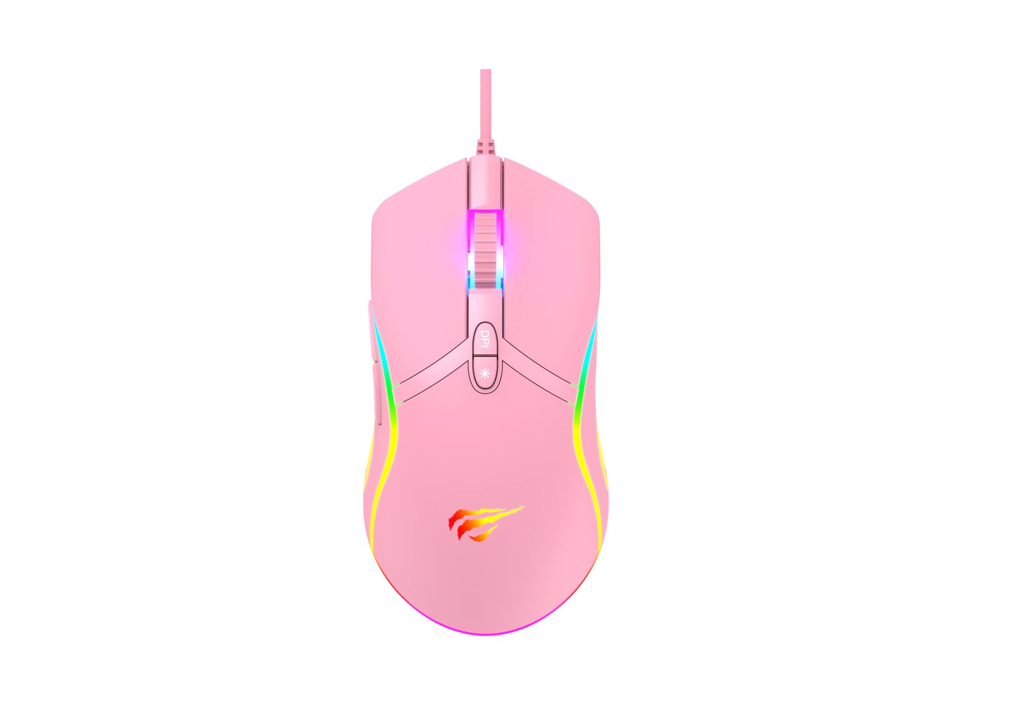 havit MS1026 Gaming Mouse RGB 1000-6400 DPI (Pink)