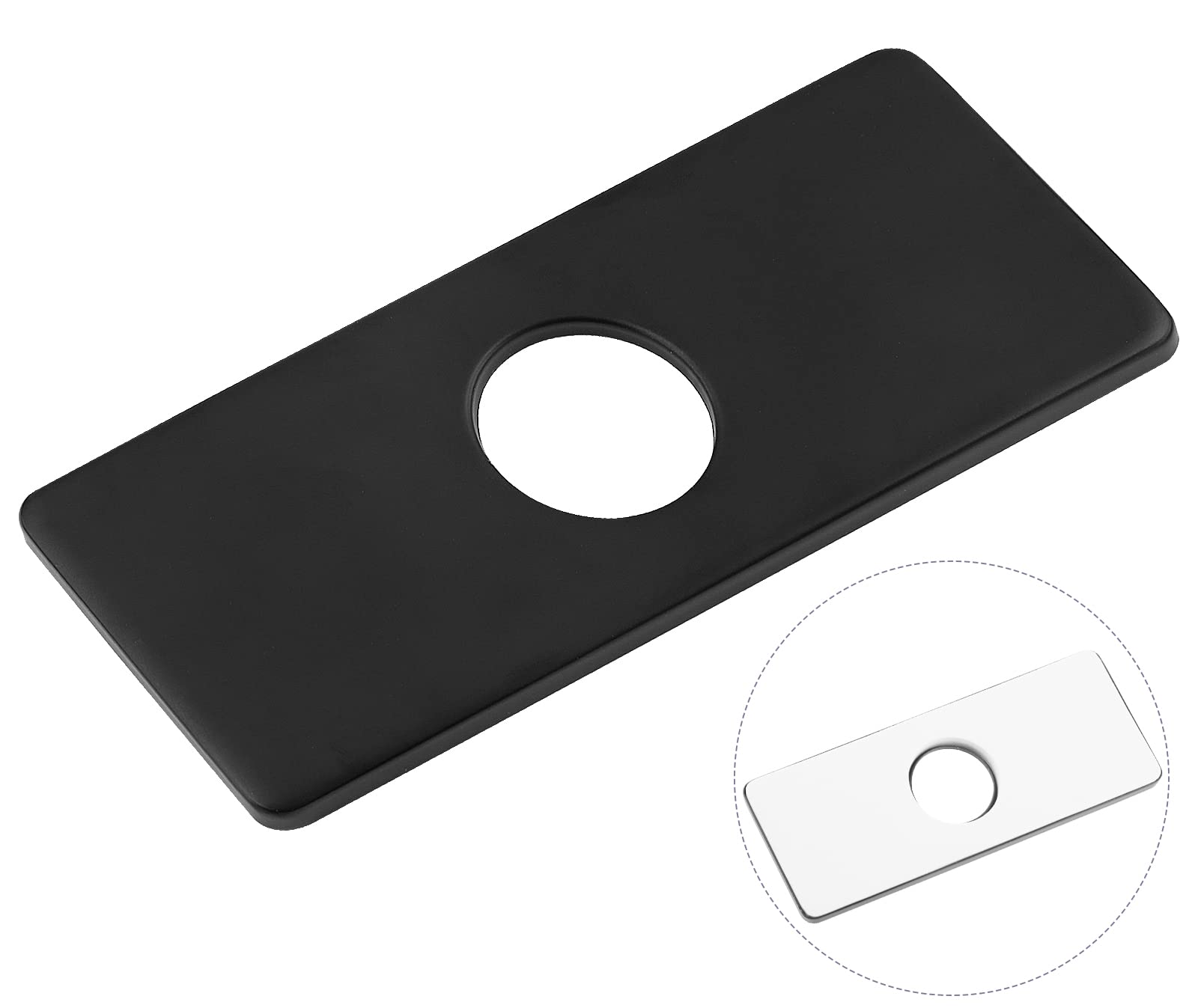 Litoexpe 6 Inch Sink Hole Cover Deck Plate for Bathroom or Kitchen Faucet 1-3 Hole, Matte Black Stainless Steel Sink Hole Escutcheon Plate